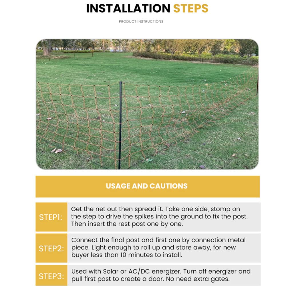 Electric Fence Netting/Temporary Fence, Sheep Netting with 14 Posts, 2 ...