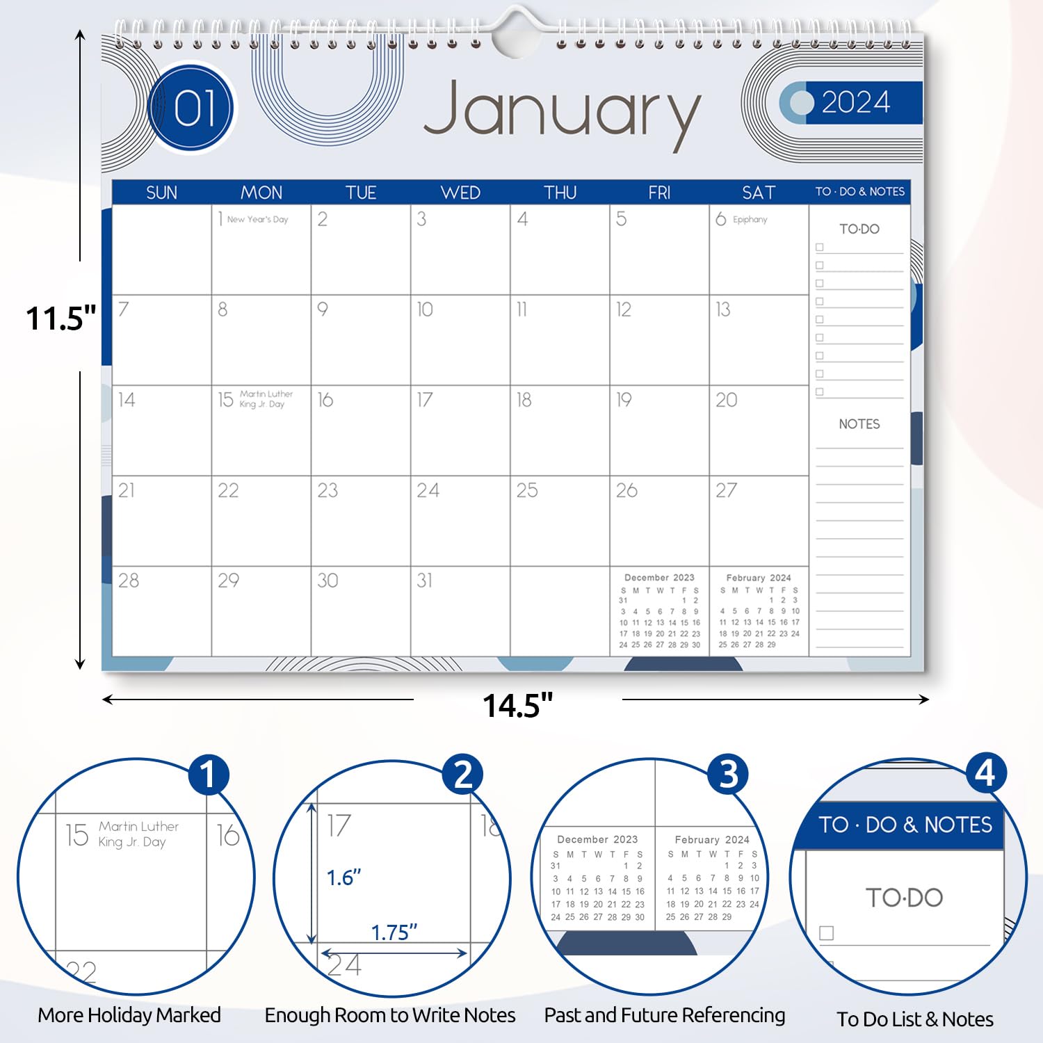 Snapklik.com : Wall Calendar 2024-2025, Calendar Planner 14.5" X 11.5 ...