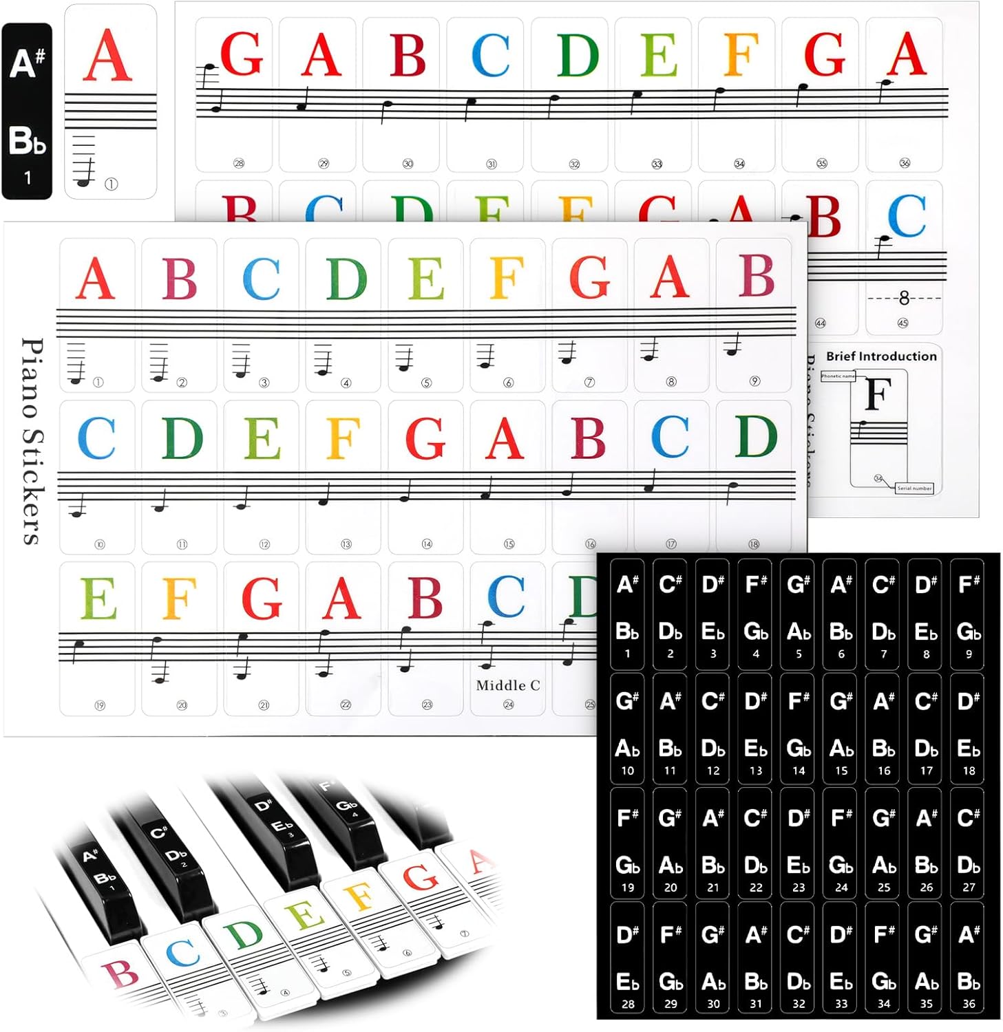 Amazon.com: Piano Keyboard Stickers Piano Stickers Guide Removable ...