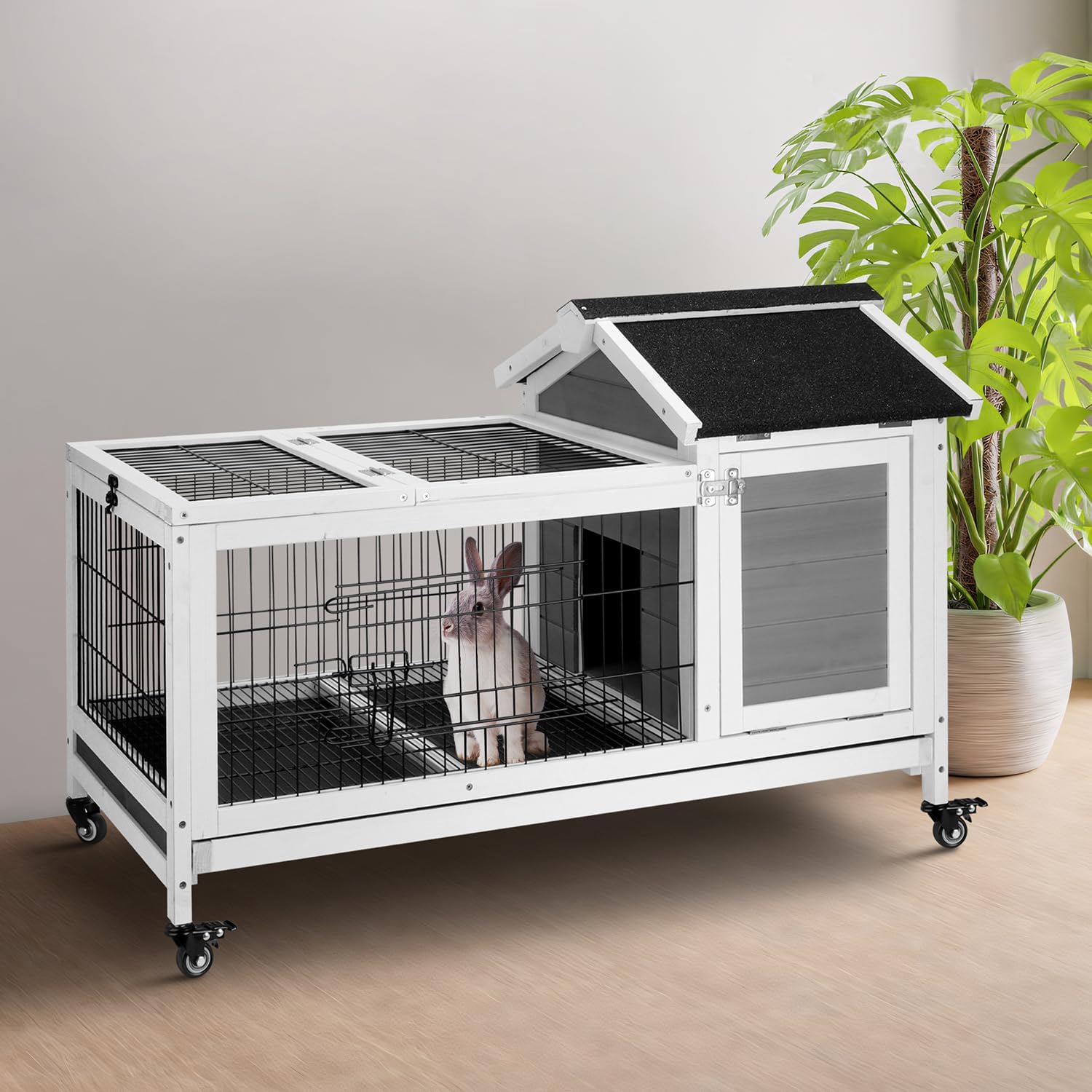 Amazon.com: Haustiere Rabbit Hutch, 48" L Cage Outdoor Bunny Hutch with ...