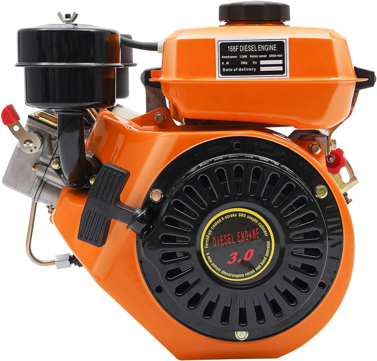 Amazon.com : DUIBAII 10HP 4 Stroke Diesel Engine, 418CC 6300W Single ...