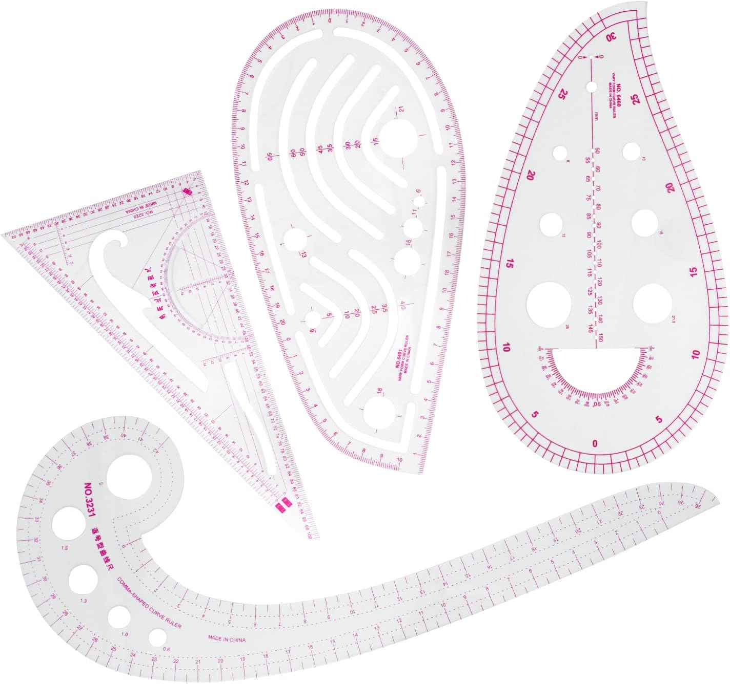 ZENVALY Sewing Ruler, 4 Pcs Clothing Fashion Ruler Tailor Set, French ...
