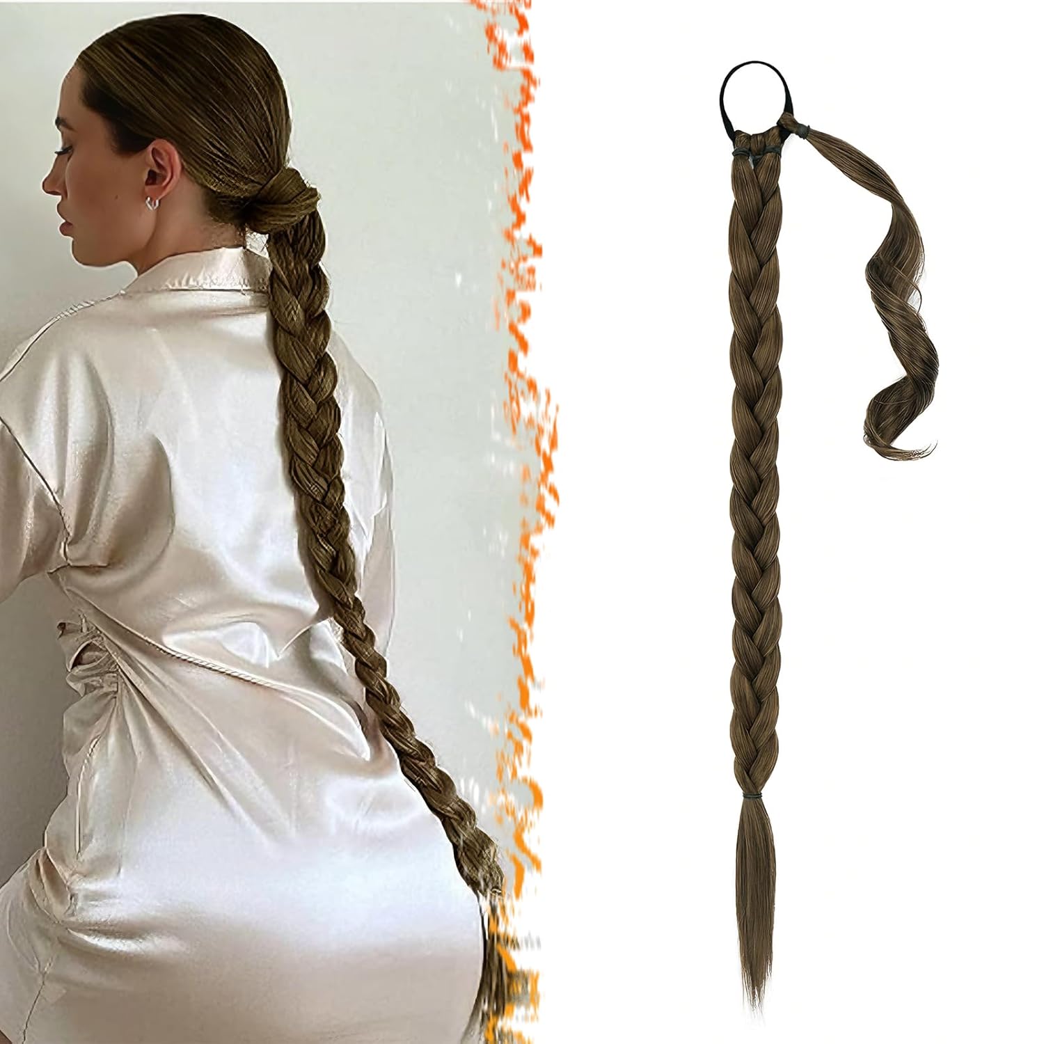 Amazon.com : BARSDAR 30 Inch Long Braided Ponytail Extension with Hair ...