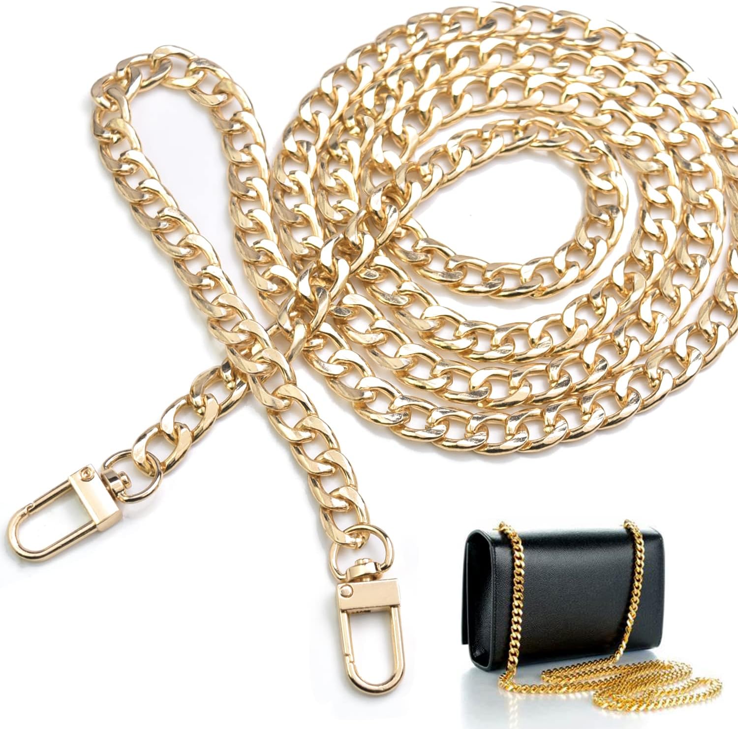 Amazon.com: 47"Gold Purse Chain Strap Metal Shoulder Crossbody ...
