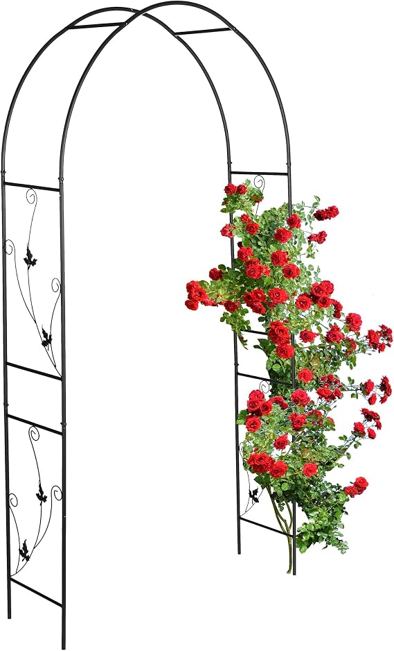 Relaxdays Metal Rose Arch, Garden Arbour, HxWxD: 227 x 135 x 37 cm ...