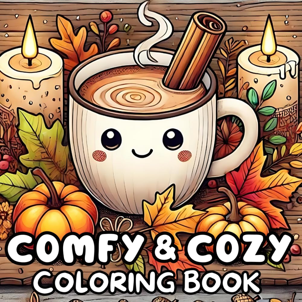 Comfy and Cozy Coloring Book: Bold & Easy, Simple & Cute Illustrations ...