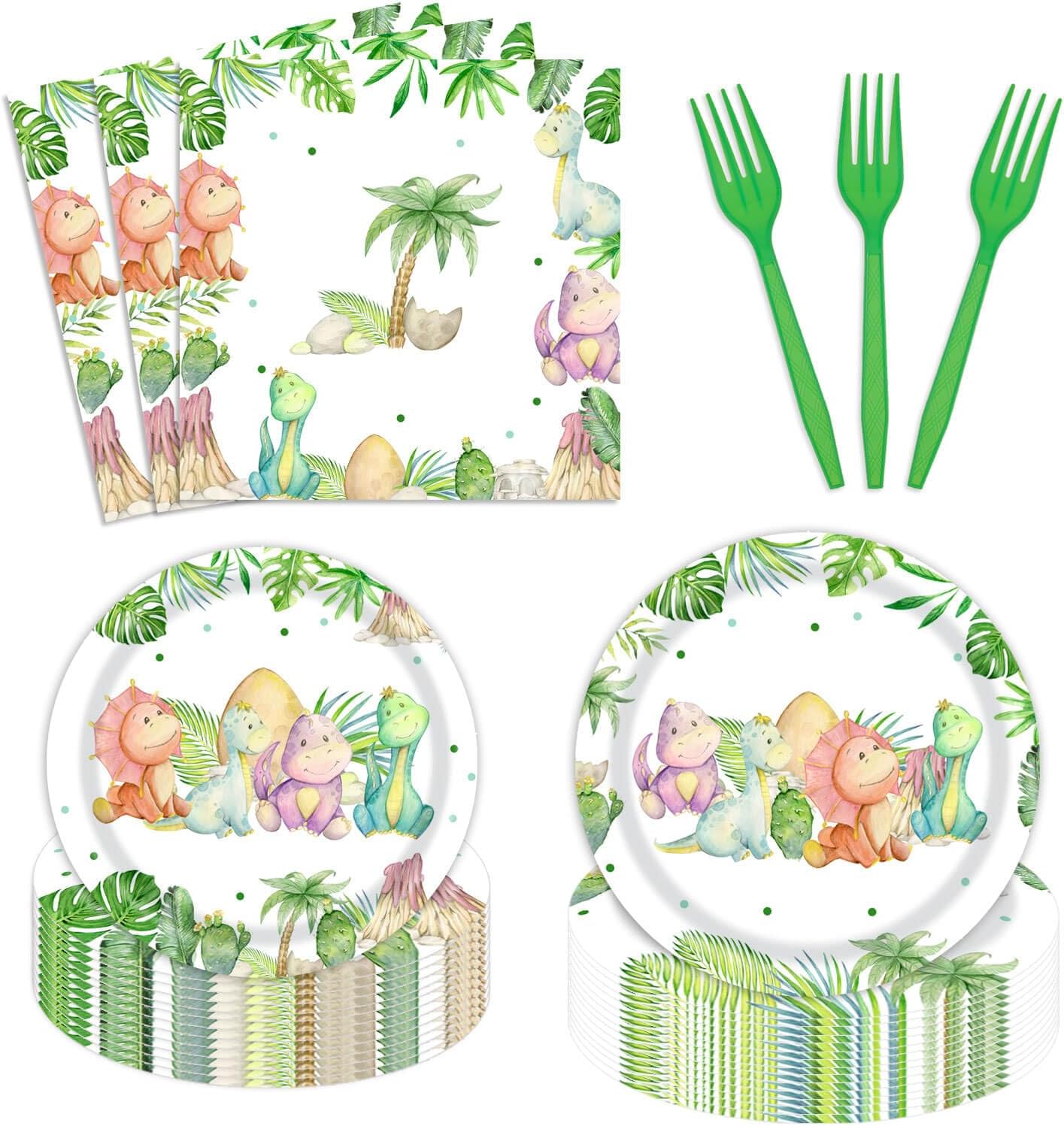 Amazon.com: 96 Pieces Dinosaur Birthday Party Decorations Supplies Dinosaur Baby Shower Party ...