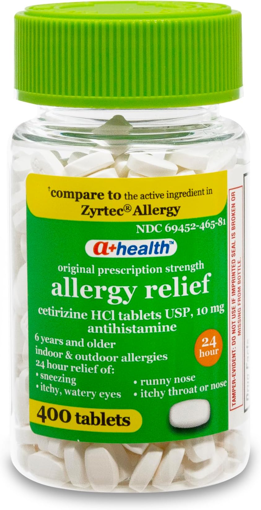 Amazon.com: A+Health Cetirizine HCl 10mg Tablets, 24 Hour Allergy ...