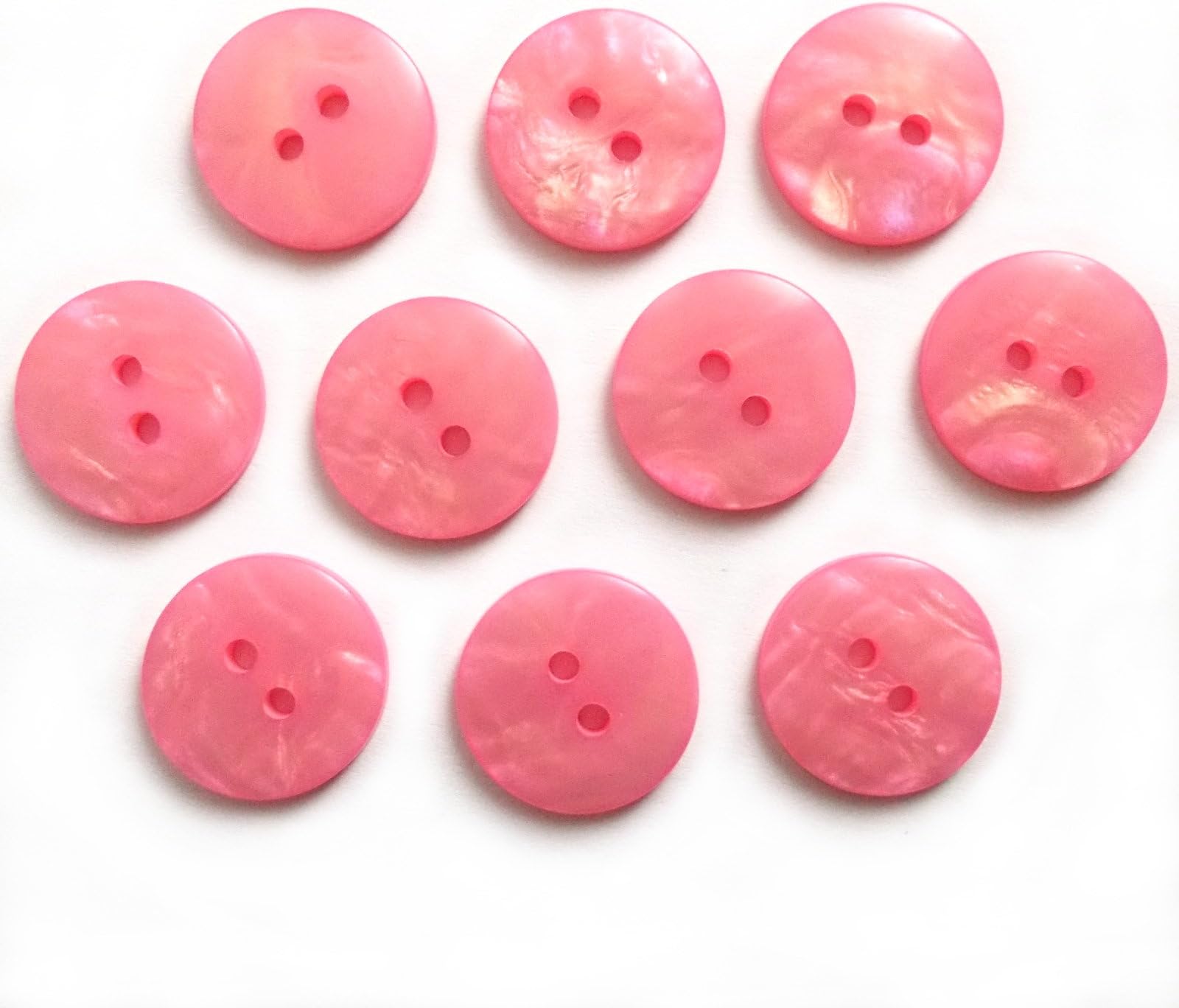 Mother of Pearl Effect Colour Buttons Round 2 Hole Pack of 10 (Pink ...