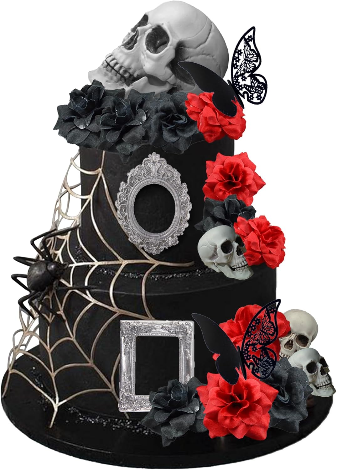 Amazon.com: 19 PCS Halloween Cake Topper Gothic Rose Skull Cake Topper ...