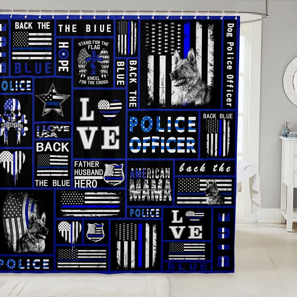 Amazon.com: Feelyou Cute Dog Fabric Shower Curtains Police Dog Shower ...