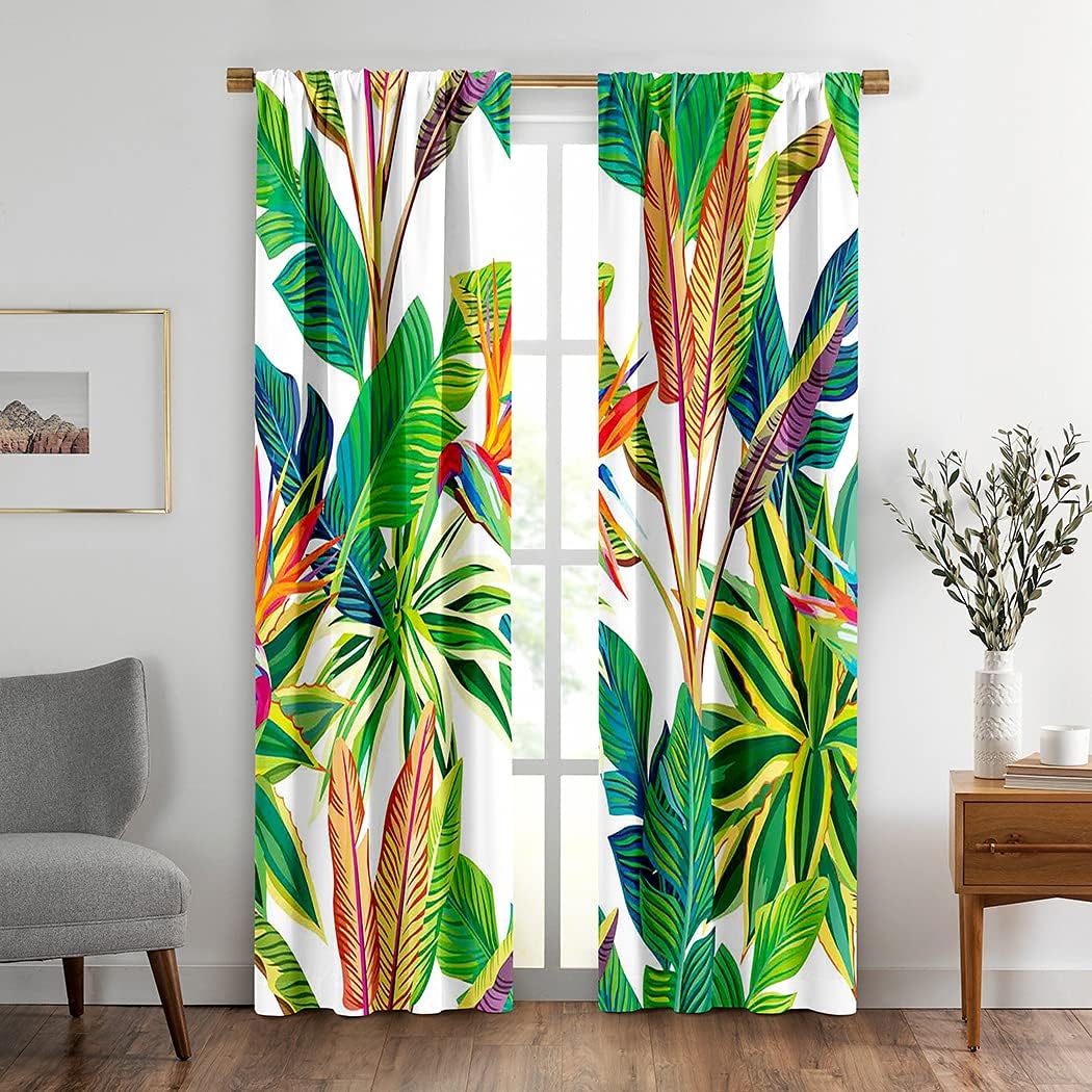 Amazon.com: Tropical Plant Window Drapes Curtain Sunny Cheerful Day The ...