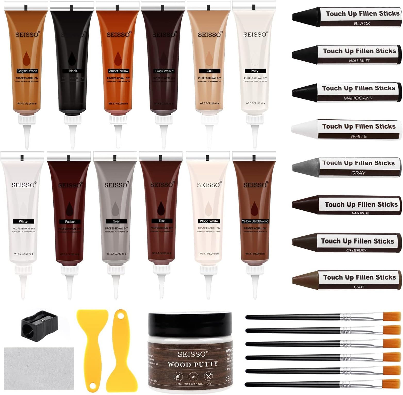 Amazon.com: DEWEL Wood Furniture Repair Kit, 31 Pcs Scratch Repair Wood ...
