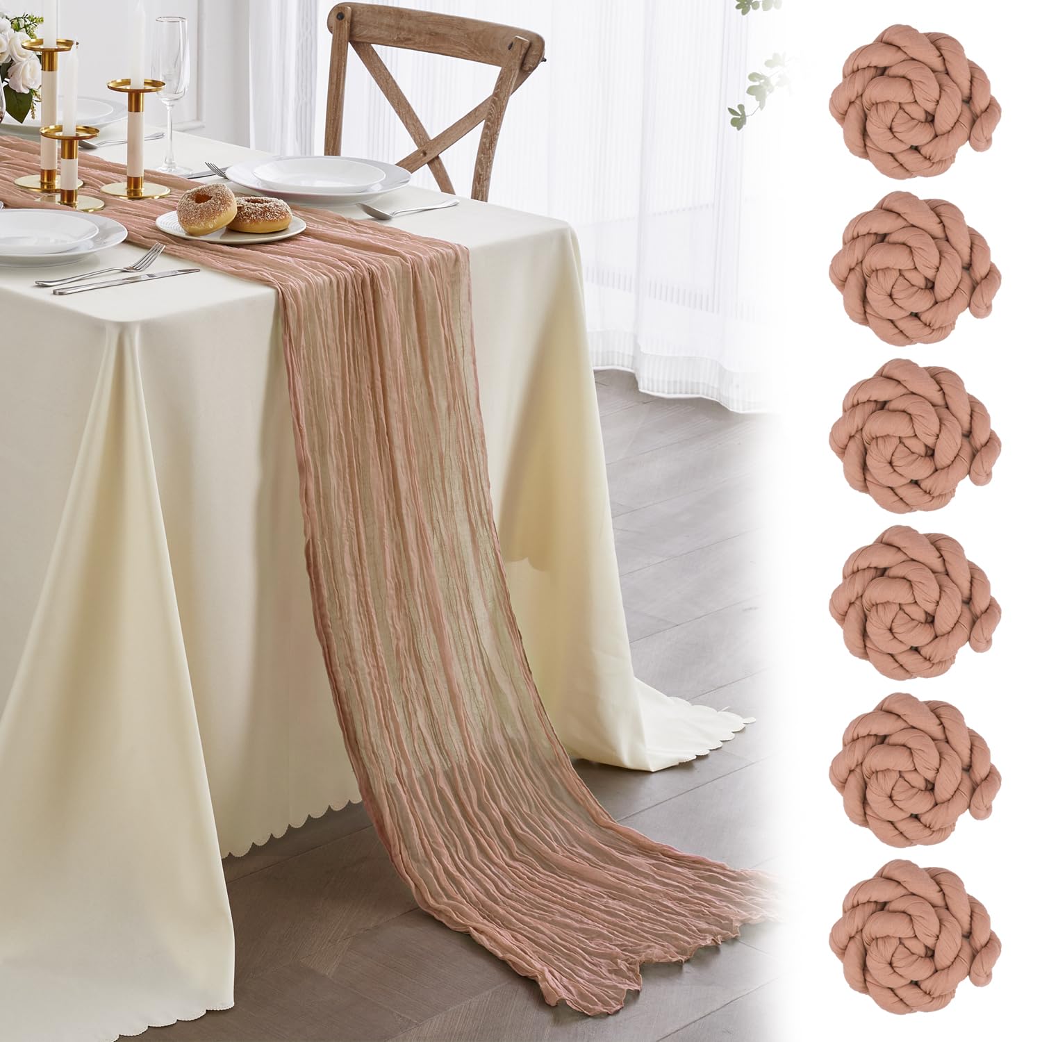 Amazon.com: Nialnant 6 Pack Dusty Rose Table Runner Dusty 10Ft, Dusty ...