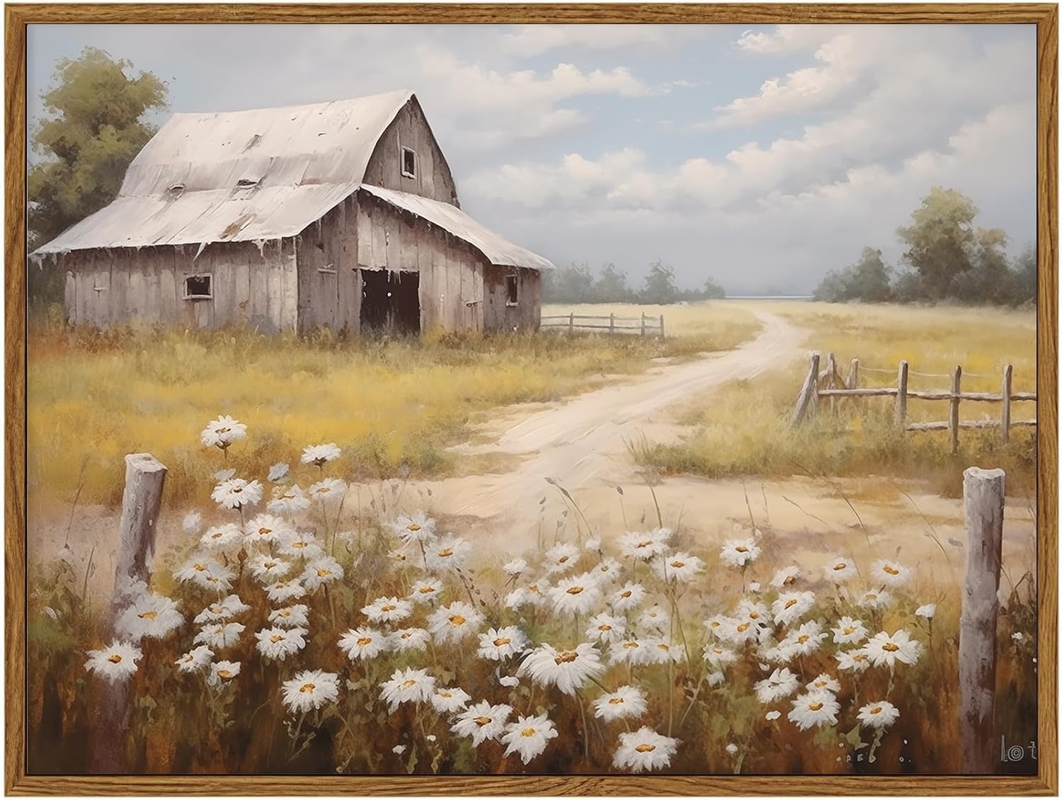Amazon.com: White Barn and Flowers Wall Art Rustic Farmhouse Prints Old ...