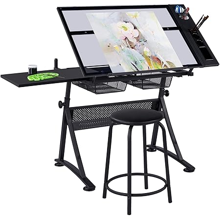 Amazon.com: Yaheetech Drawing Table, Art Craft Desk with Adjustable ...