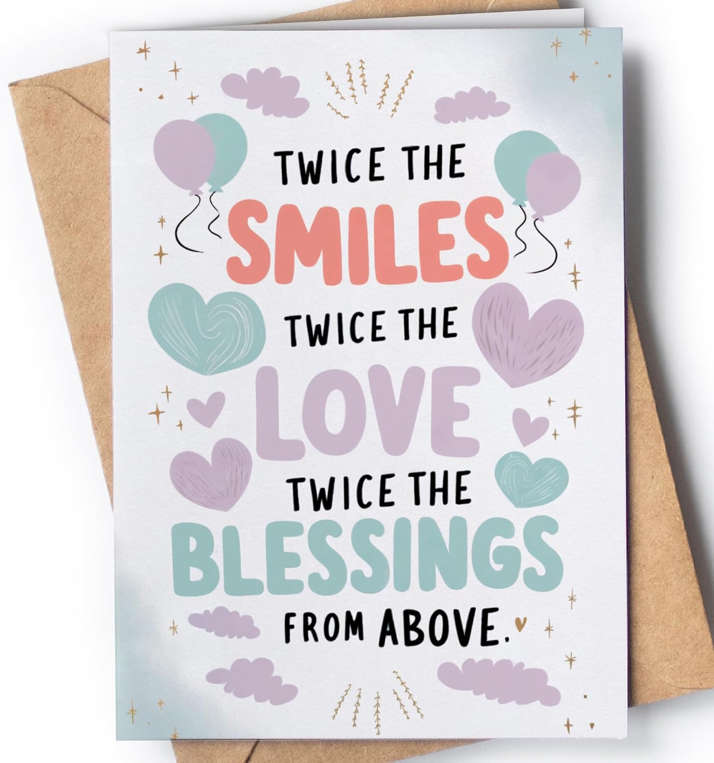 Amazon.com: Twins Baby Card for Boy, Girl or Gender Neutral - Baby ...