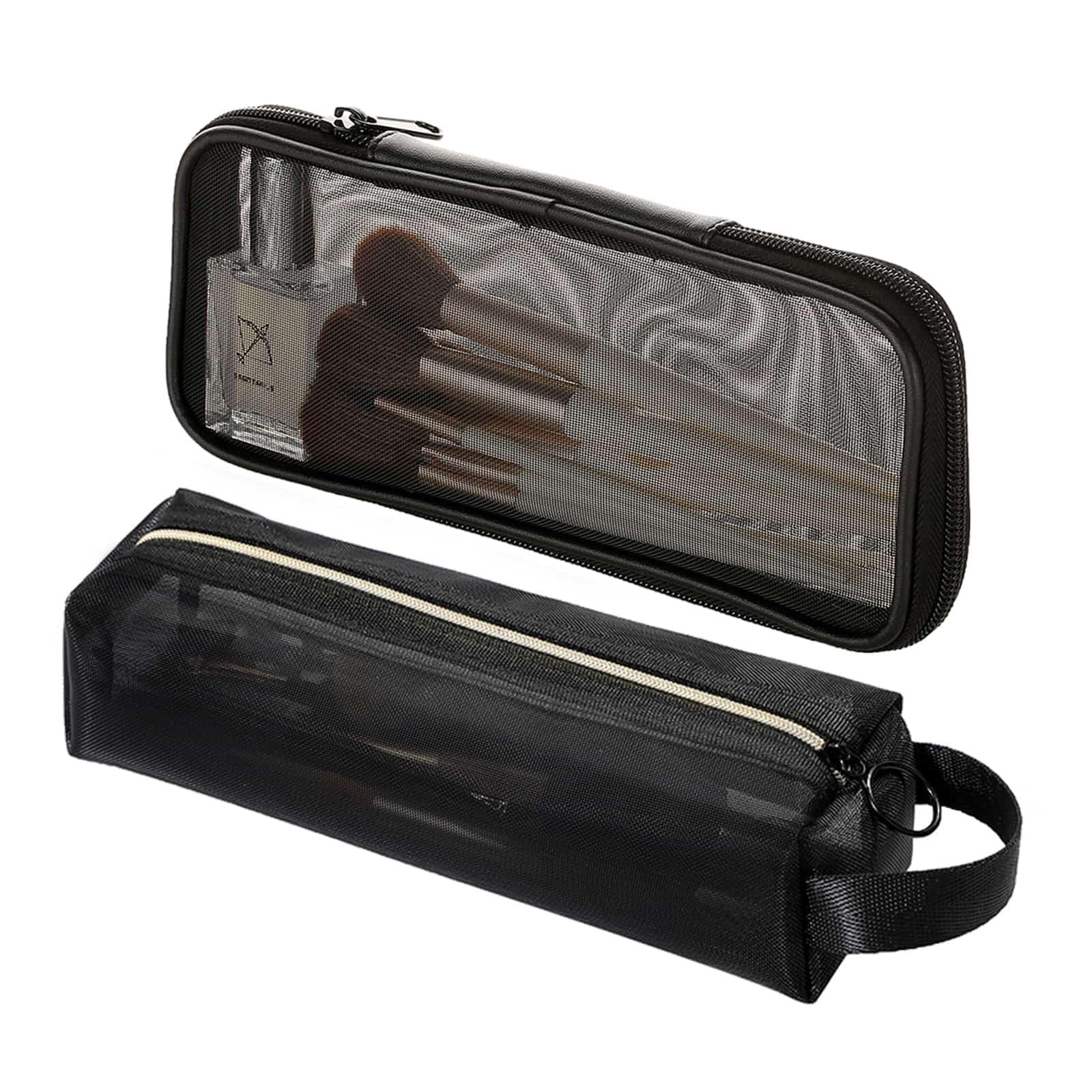 Amazon.com: Besirugic 2PCS Mesh Makeup Brush Bag with Zipper Makeup ...