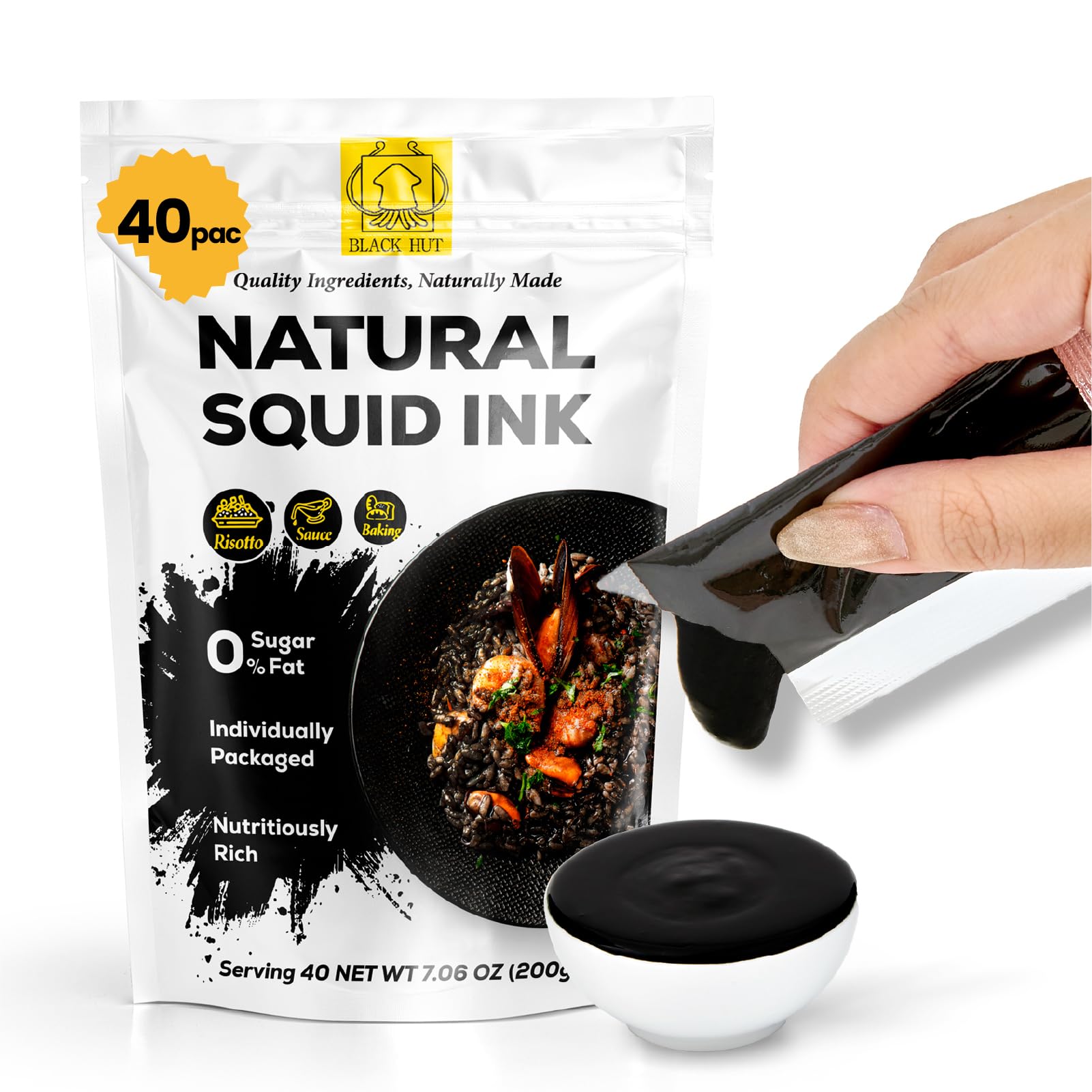 Amazon.com : (5g x 40 Pack) Black Hut Squid Ink, Food Coloring Tinta ...