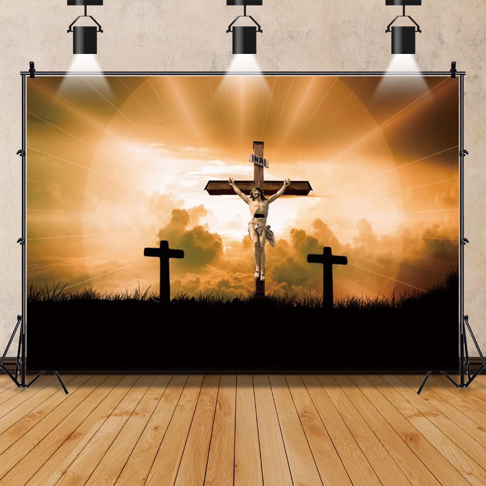 Sunlight Church Backgrounds Cross OERJU 6x4ft Shiny Cross Backdrop