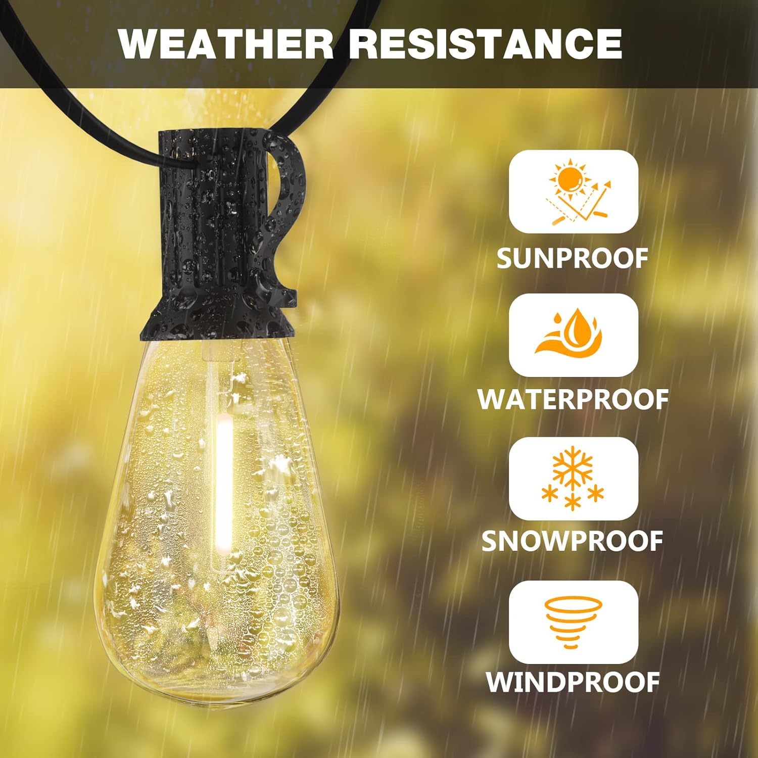 SUWIN Outdoor String Lights Mains Powered, 120FT ST38 LED Festoon ...