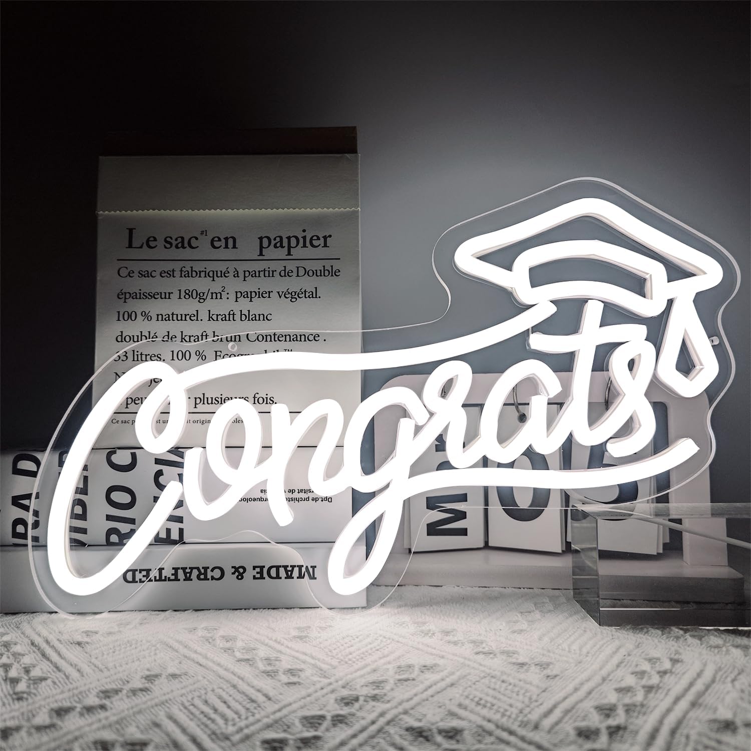 Congrats grad neon sign, Graduation neon sign with graduation cap for ...