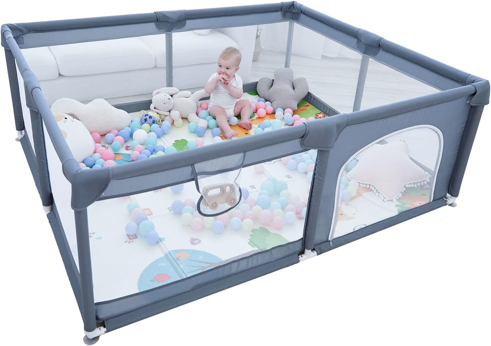 Baby Playpen, 150 x 180 x 68cm Large Playpen for Baby and Toddlers ...