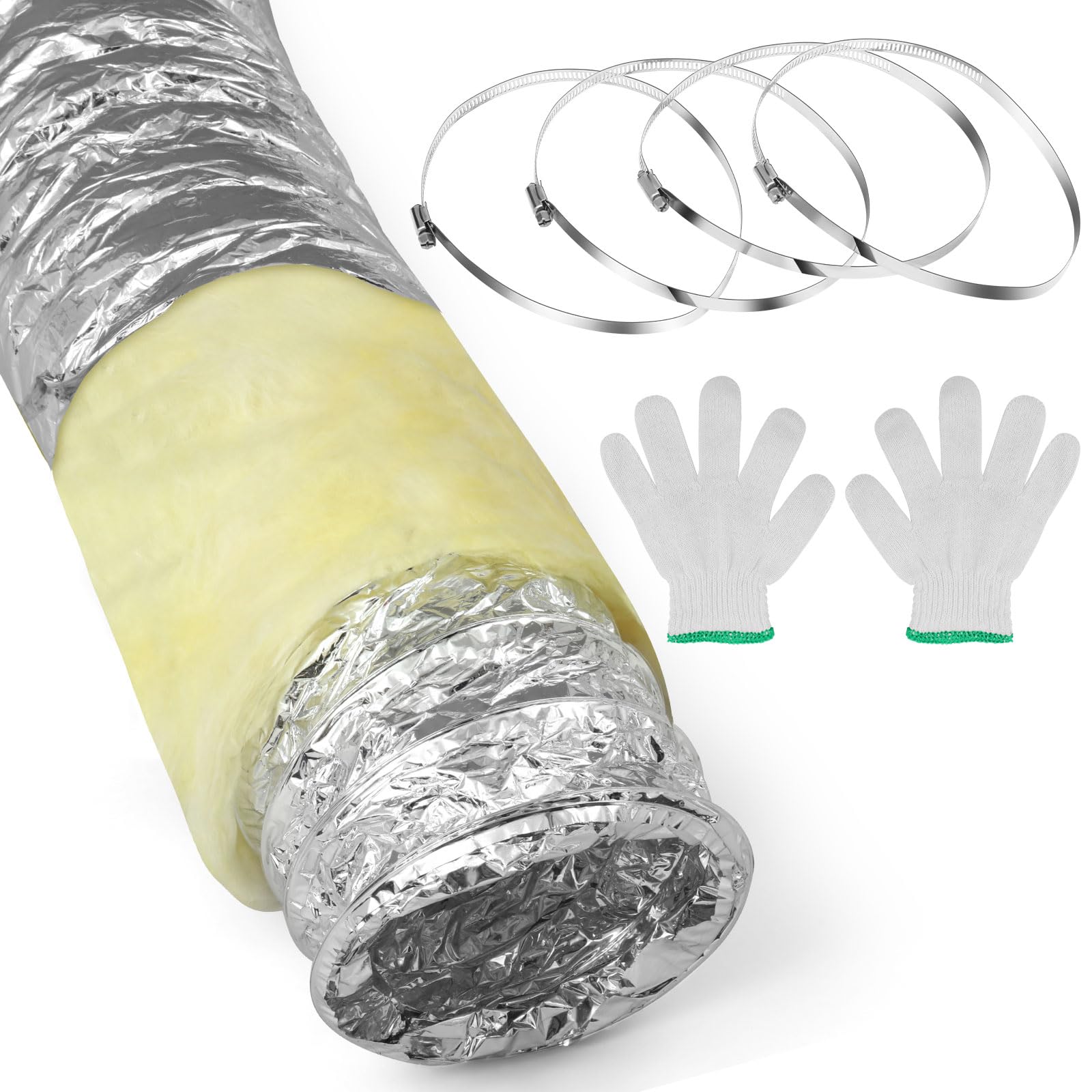 Buy 6 Inch Ducting Flexible Aluminum Ducting Hose Includes Gloves and ...