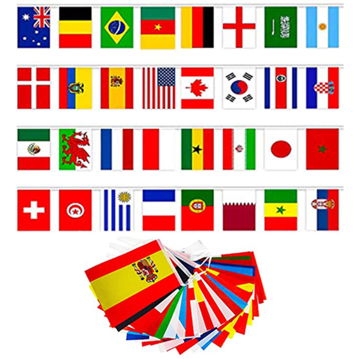 Buy 2 Packs 2022 Qatar World s Banner, 315 inch Football Bunting World ...