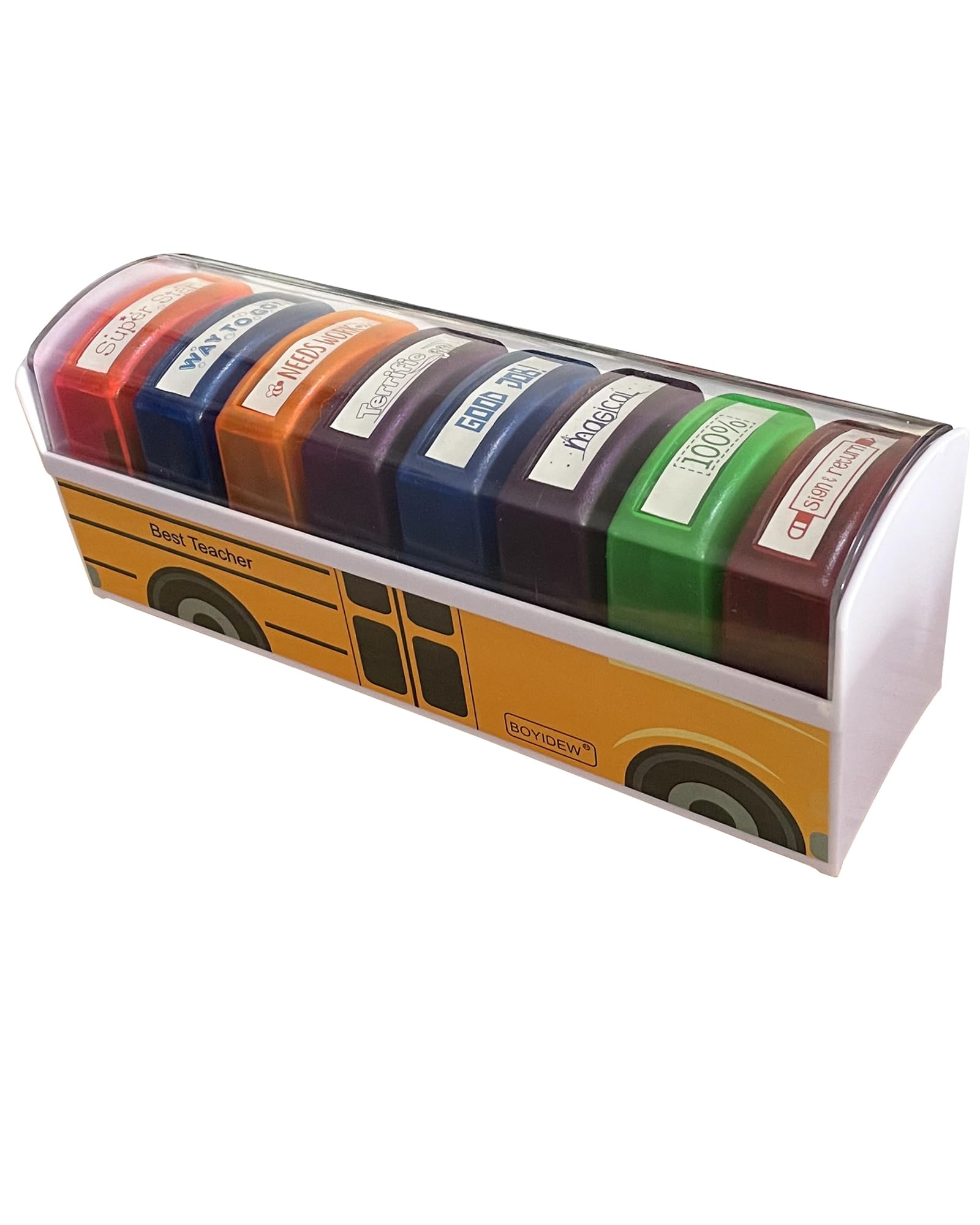 Amazon.com: Pack of 8 Sorted Teacher Stamp BOYIDEW Self-Inking Rubber ...
