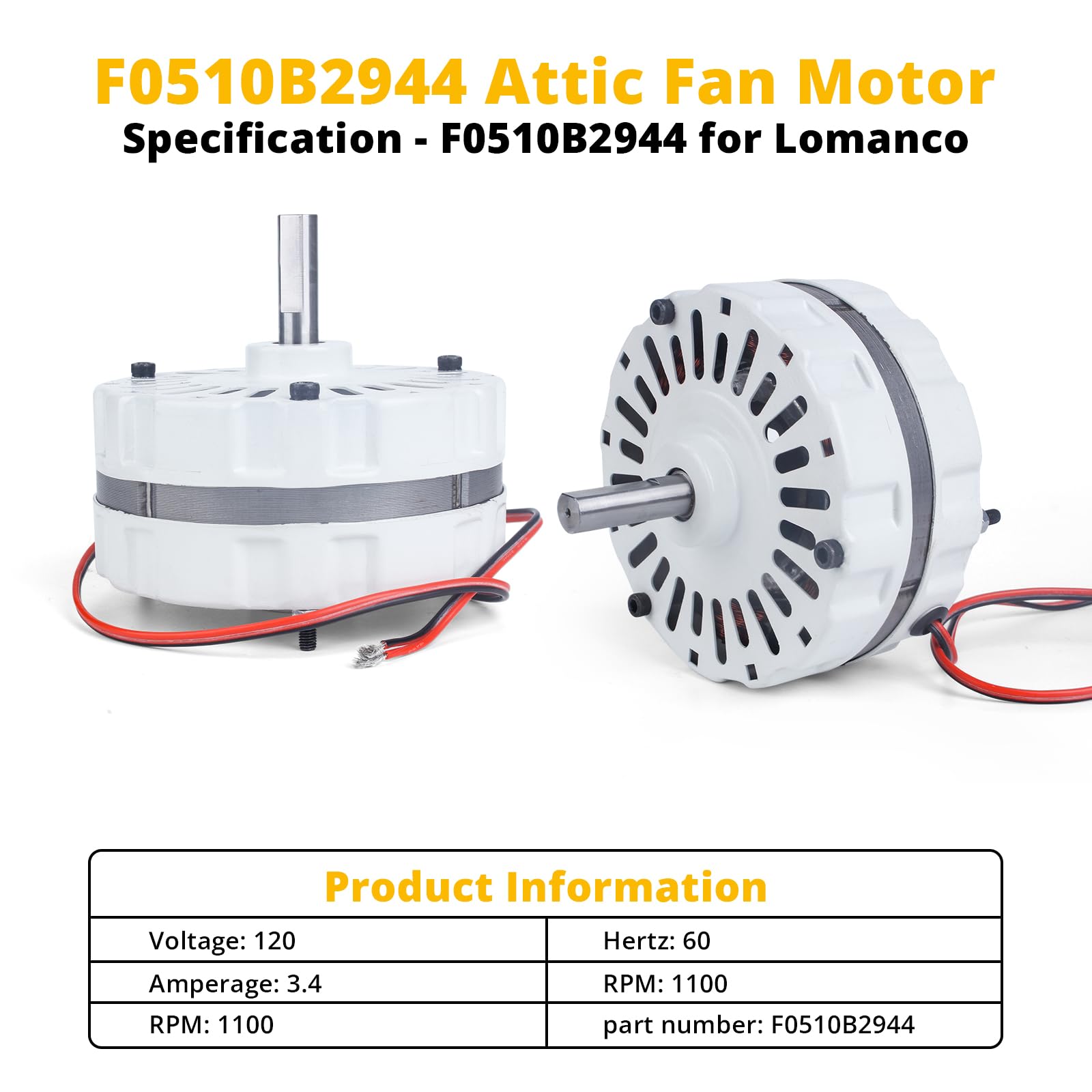 Model F0512b2506 Power Vent Motor Replacement For LomanCool 2000 Power ...
