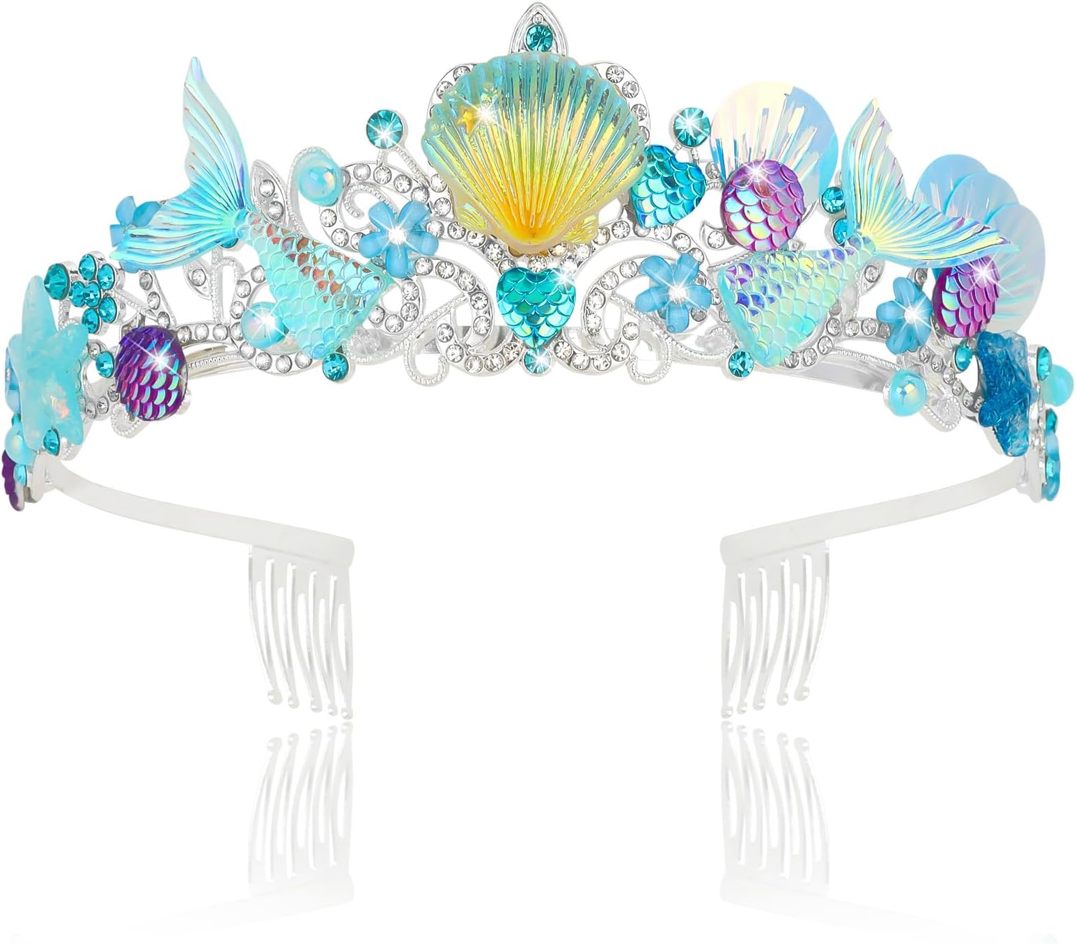 Amazon.com : Mermaid Tiara for Women Pearl Mermaid Crown Adult Mermaid ...