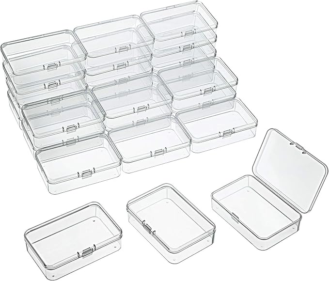 Amazon.com: 24 Packs Small Clear Plastic Beads Storage Containers Box ...