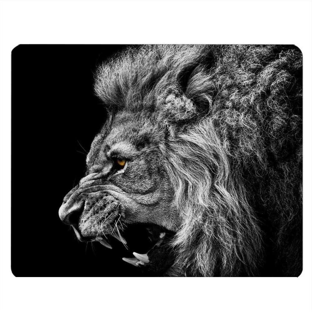 Amazon.com: Nicokee Lion Gaming Mousepad Black White Roar Lion Head ...