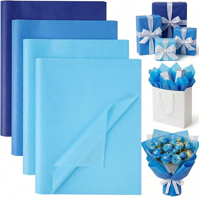 Amazon.com: Koogel 112 Sheets Tissue Paper, 20x14 Inch Blue Gift ...