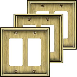 Double Decorator Switch Covers Wall Plate, Antique Brass Decorative ...