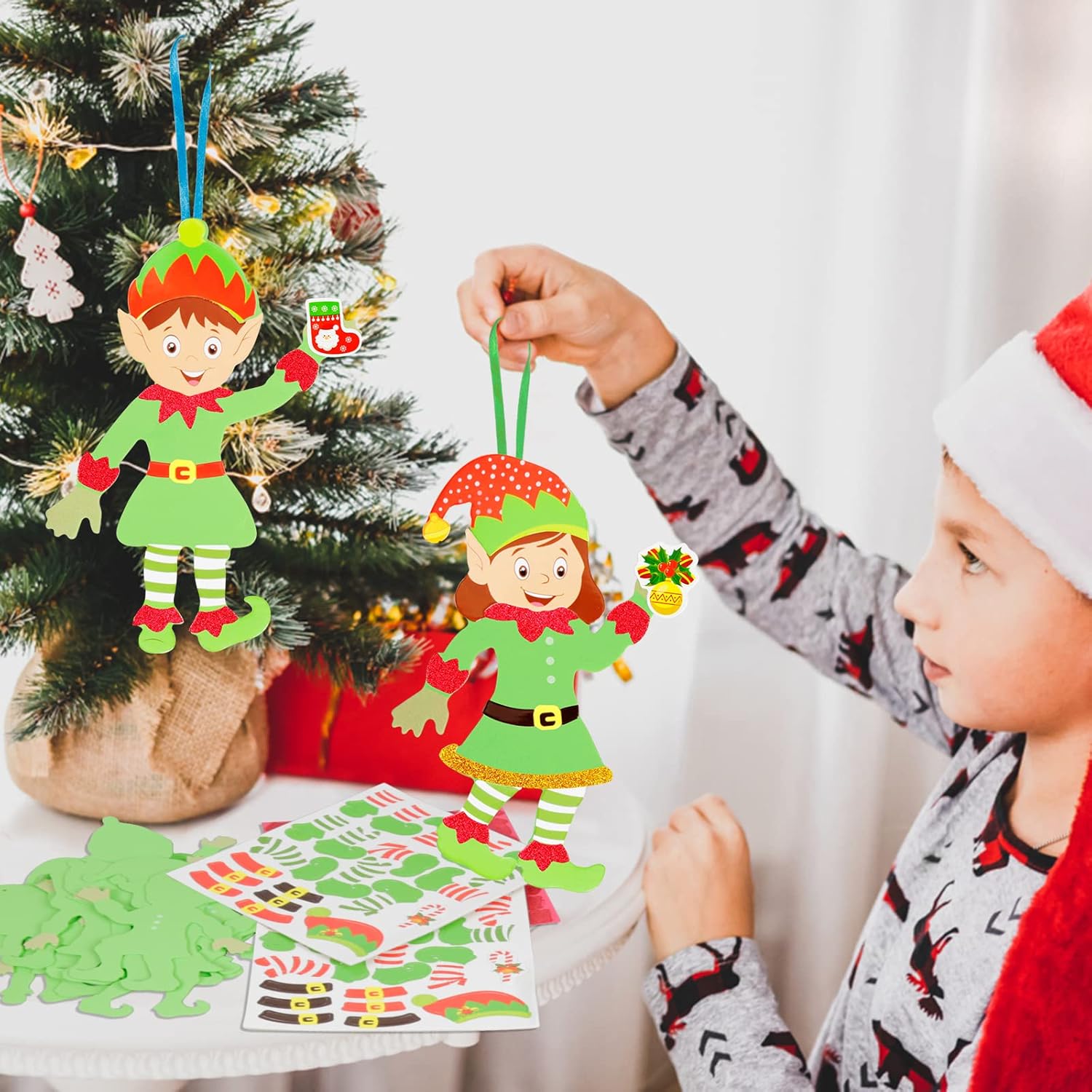 DKINY 12 Pack Christmas Crafts for Kids Foam Elf Arts and Crafts Kits ...