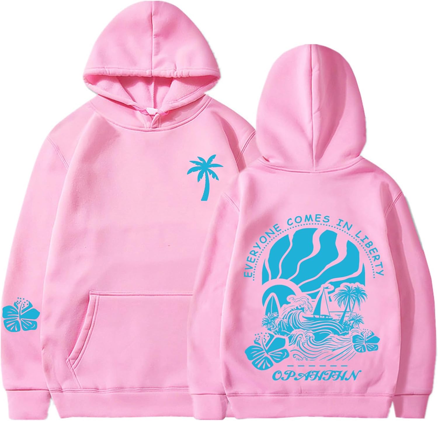 Amazon.com: OPAHTHN Oversized Cute Preppy Sweatshirt,Printing Hibiscus ...