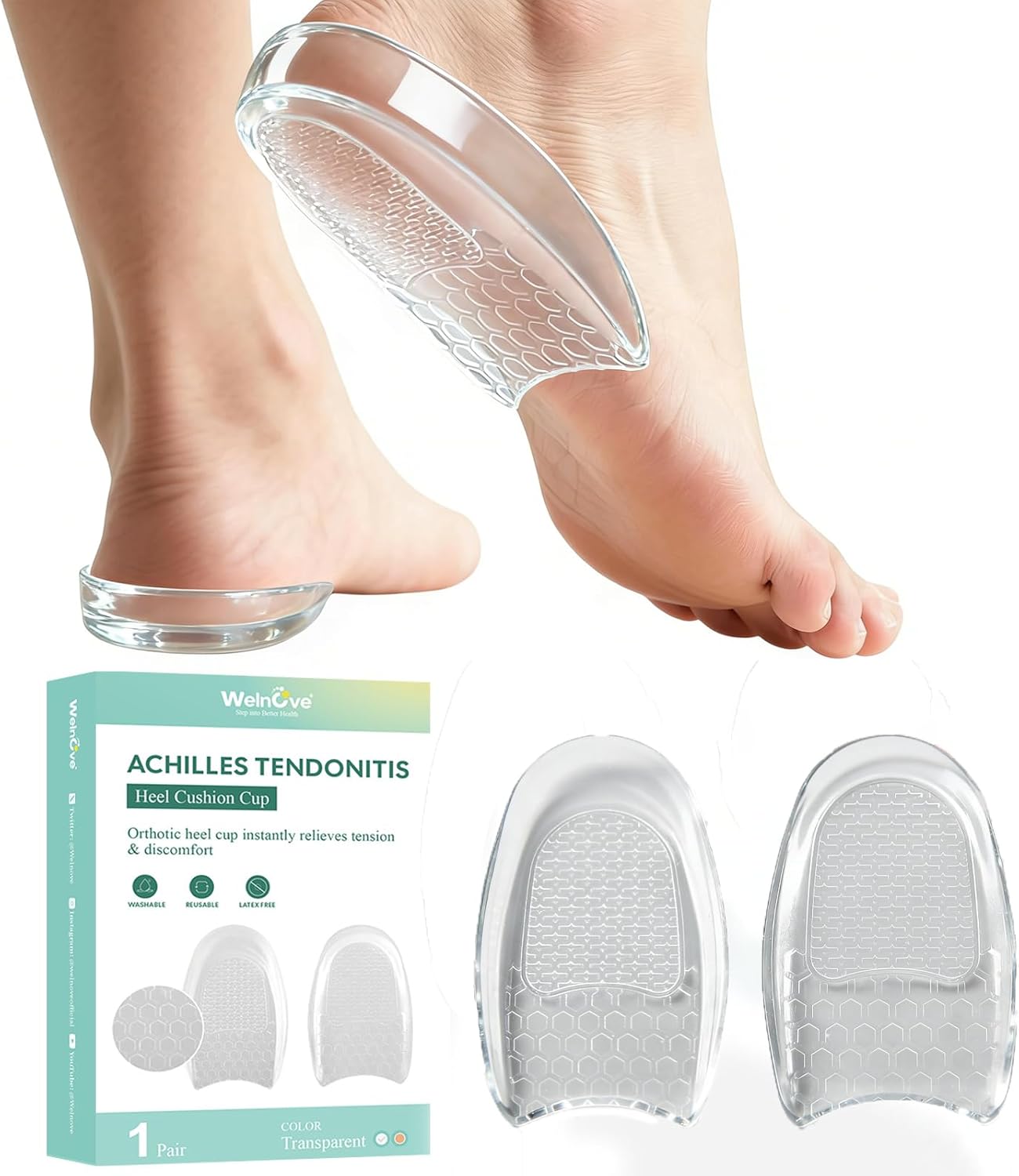 Amazon.com: Achilles Tendonitis Relief Heel Cups – Heel Cushion Pad for ...