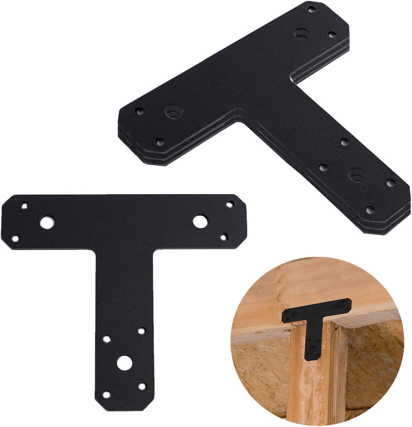 Amazon.com: 6 Pack Steel T Bracket for Wood, Black Pergola Brackets ...