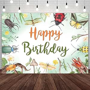 Amazon.com : AIBIIN 7x5ft Bug Theme Birthday Backdrop Inserts Theme ...
