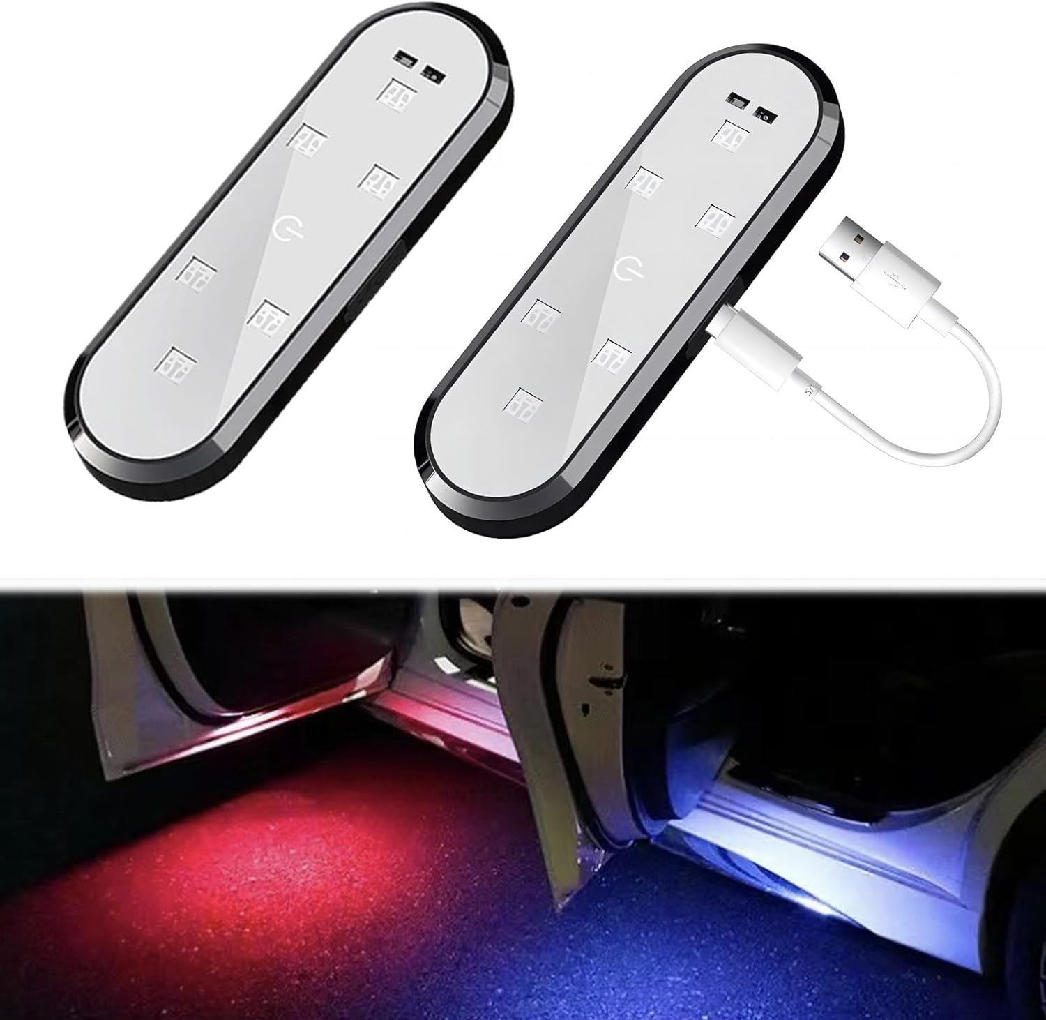 Amazon.com: 2PCS Universal Wireless LED Car Door Light USB Rechargeable ...