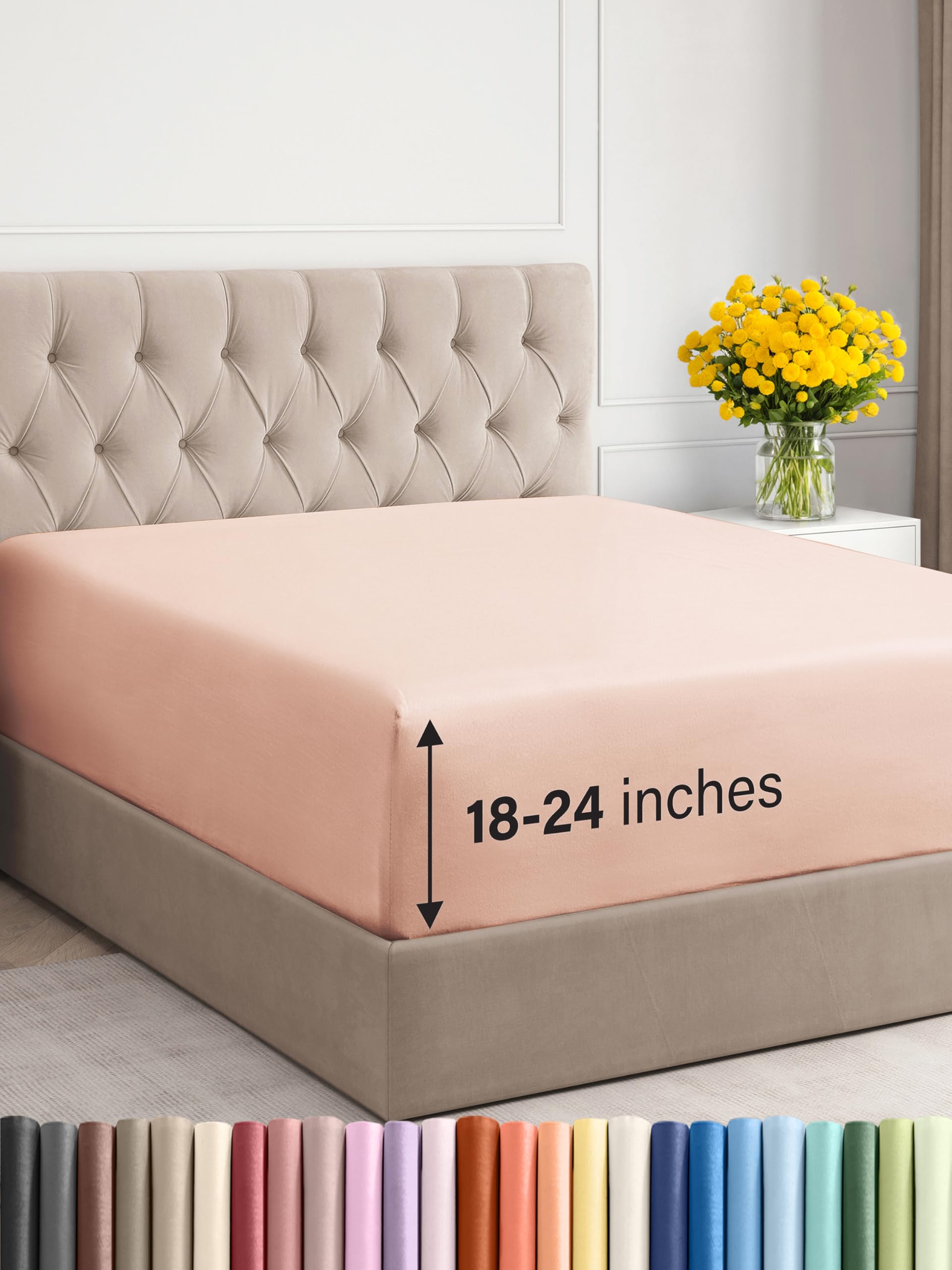 Amazon.com: Extra Deep Queen Fitted Sheet - Hotel Luxury Single Fitted ...