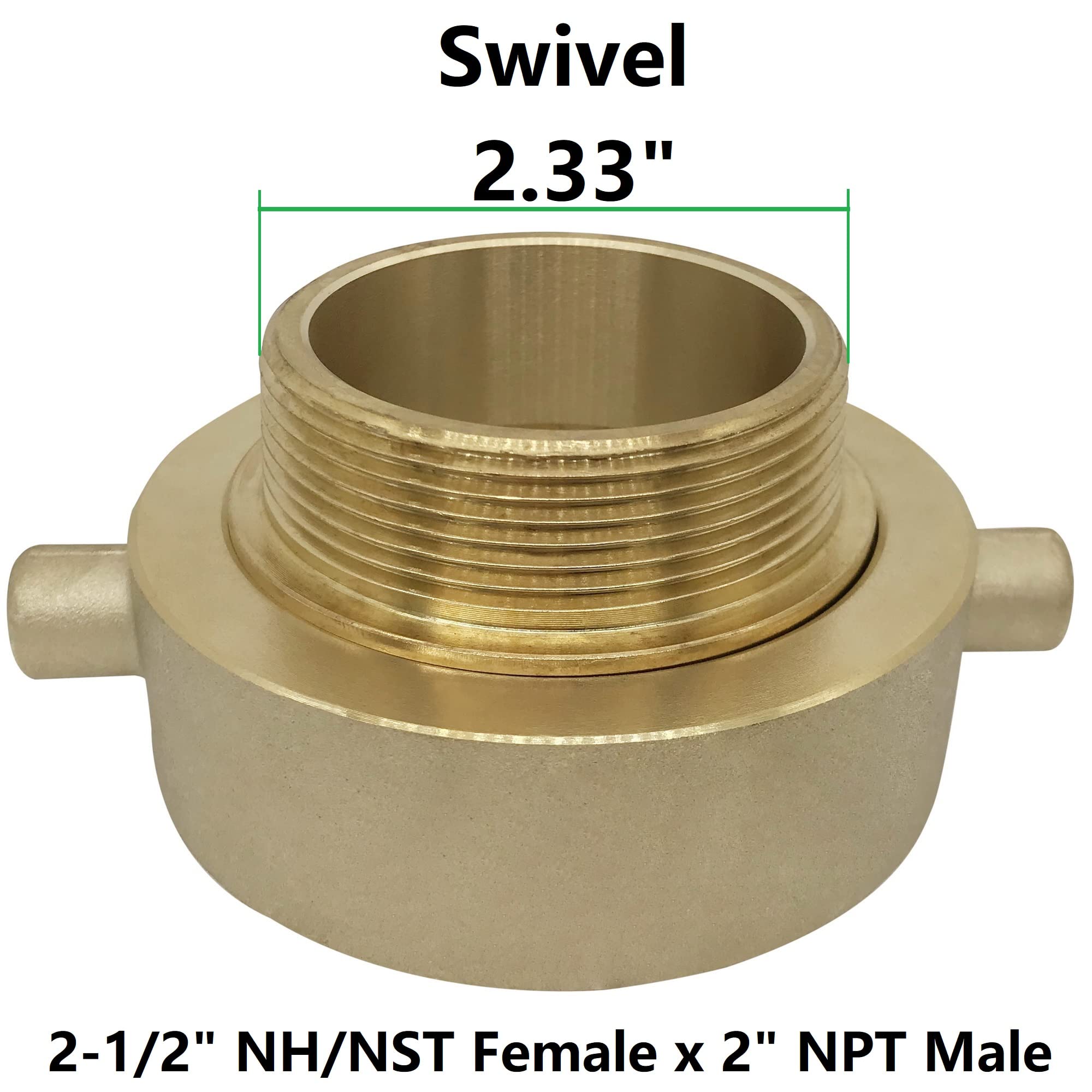 Swivel 2-1/2" NST (NH) Female x 2" NPT Male Brass Fire Hydrant Adapter ...