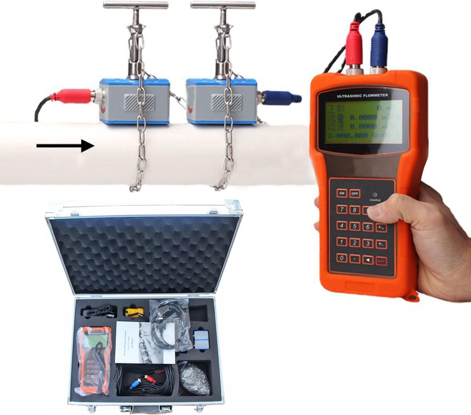 JINGEDD Handheld Ultrasonic Flow Meter, Ultrasonic Water Flowmeter TUF ...