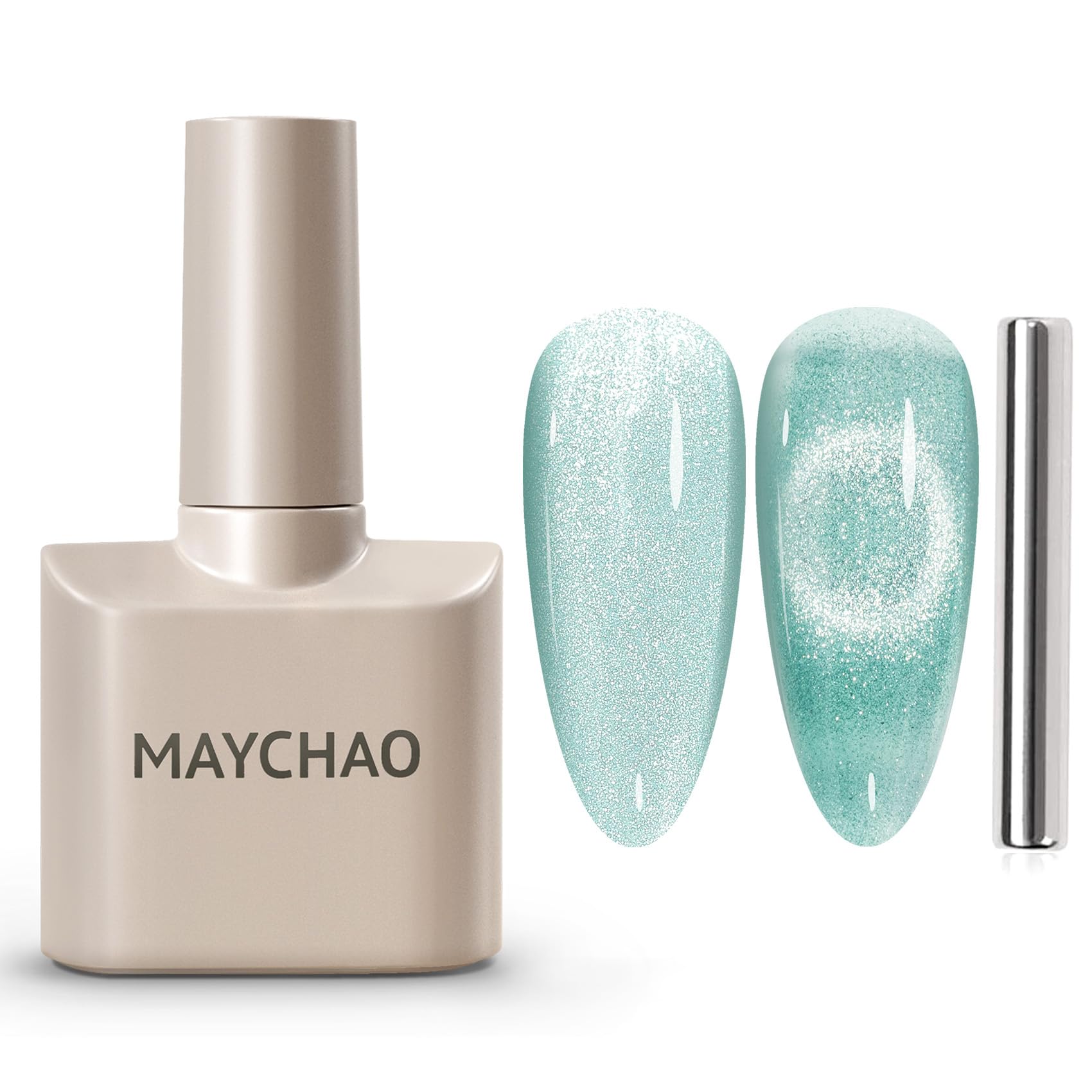Amazon.com : MAYCHAO 15ML Cat Eye Gel Nail Polish 1Pc Cyan Gel Polish ...