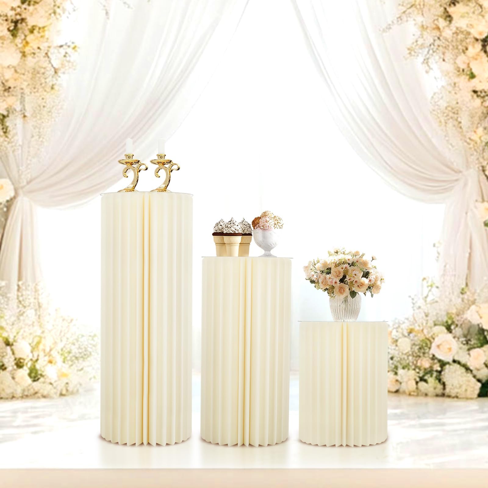 Amazon.com: uyoyous Wedding & Baby Shower Cylinder Stands, 3 Sizes Cake ...