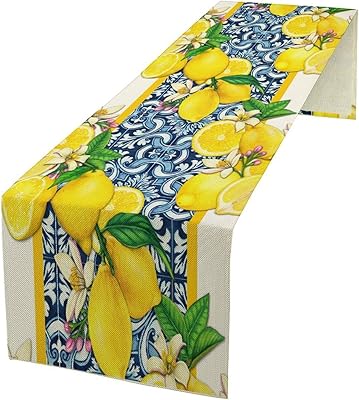 Amazon.com: Italy Blue Tiles Runner Decorative, Italian Lemons Summer ...