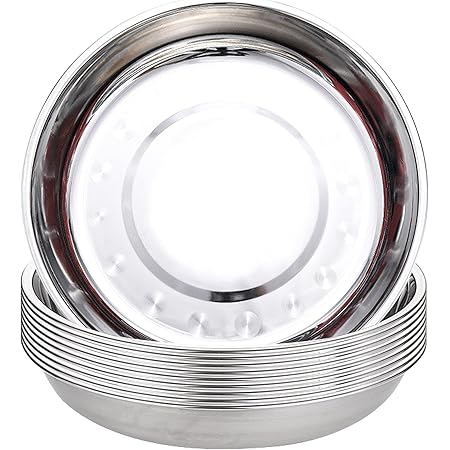 Amazon.com: Stainless Steel Plate Set - 8.5 inch Ultra-Portable ...