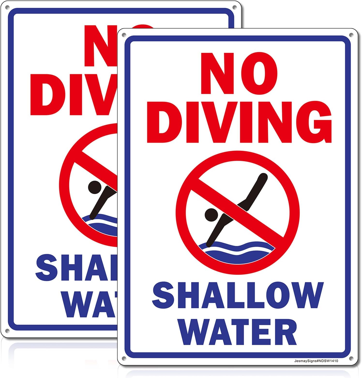 Amazon.com: Attention No Diving Sign, 10x14 Inches, Rust Free .040 ...